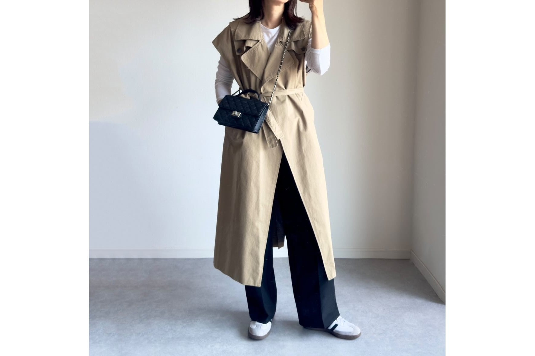 着る服がわからない日はGU「タックワイドパンツ」が使える。158cm・40代の着こなし | ESSEonline（エッセ オンライン）