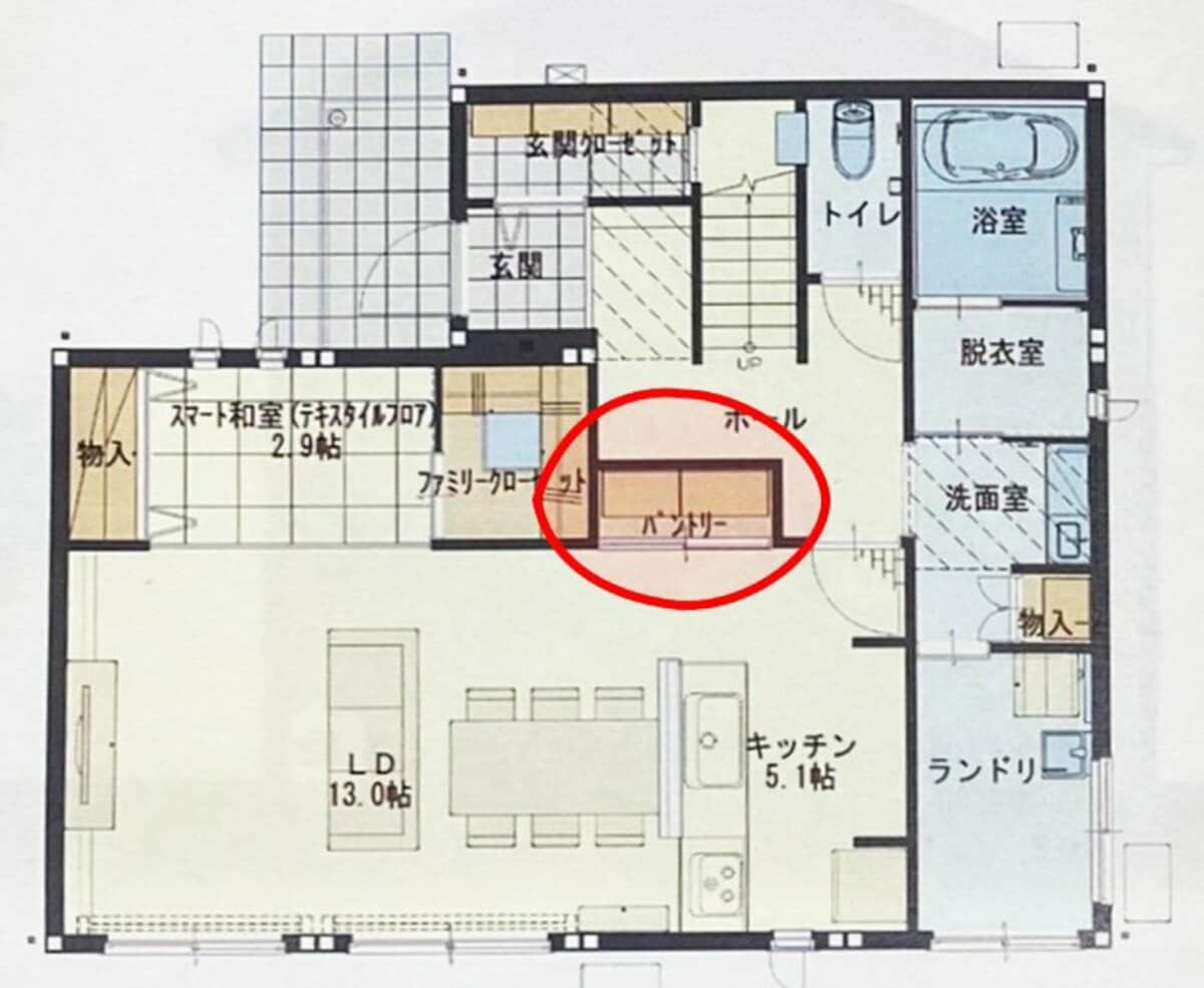 LDKの入り口にパントリーがある間取り。買い物の片づけがスムーズ＆リビングも散らからない | ESSEonline（エッセ オンライン）