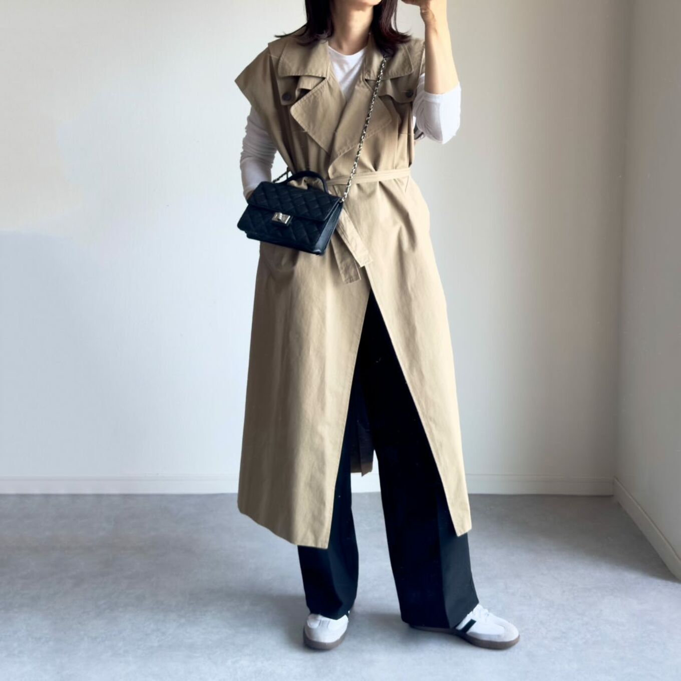 [写真](1ページ目)着る服がわからない日はGU「タックワイドパンツ」が使える。158cm・40代の着こなし | ESSEonline（エッセ オンライン）