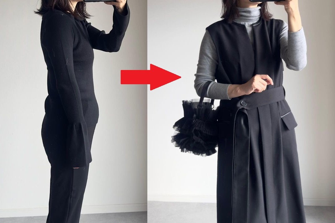 40代、ユニクロ「2990円タートルネック」で“やせ見え”コーデ。二の腕、ぽっこりお腹をカバー | ESSEonline（エッセ オンライン）