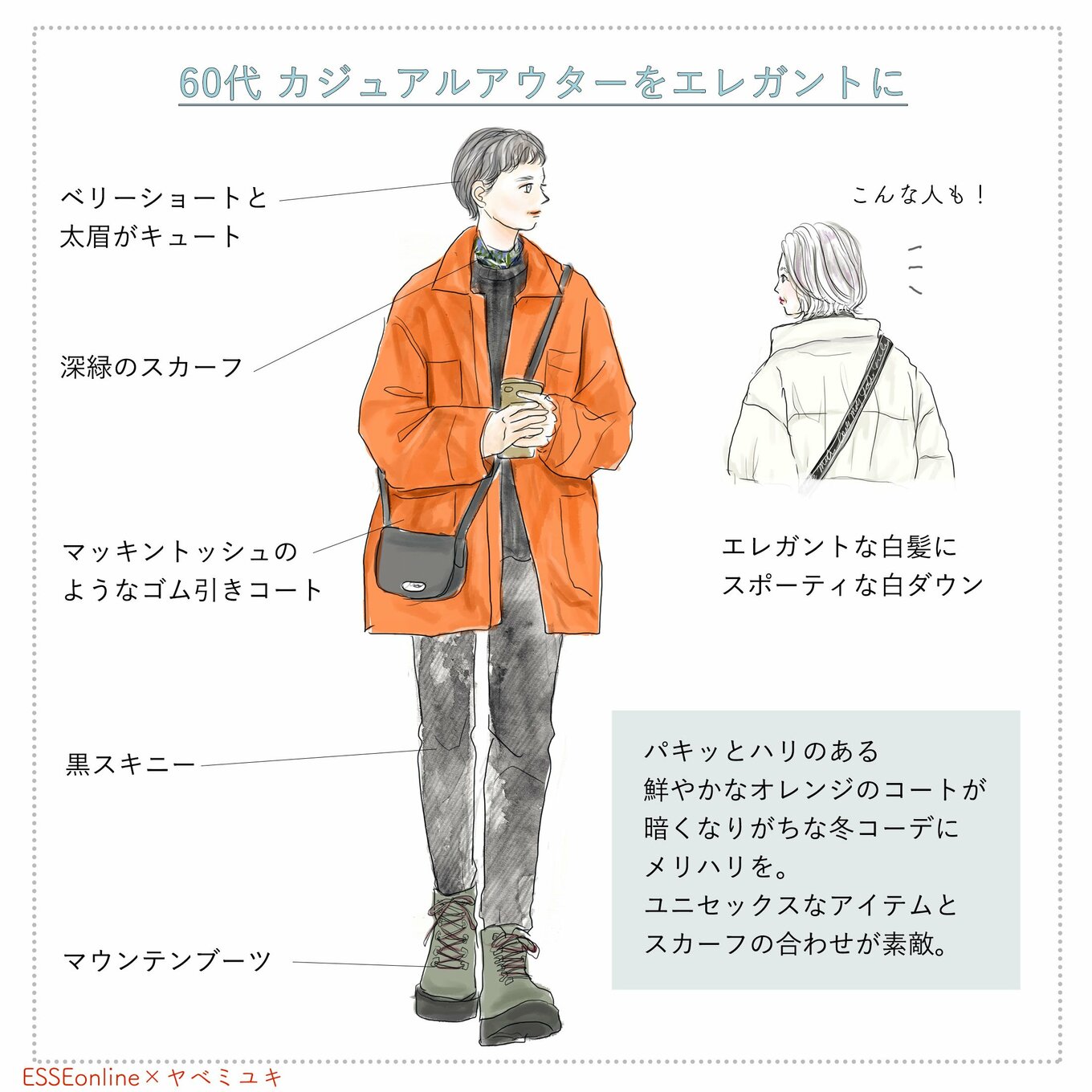 [写真](1ページ目)60代と40代、冬のコーデ対決。「白髪×白アウター」「大人のミニスカ」がおしゃれ | ESSEonline（エッセ オンライン）