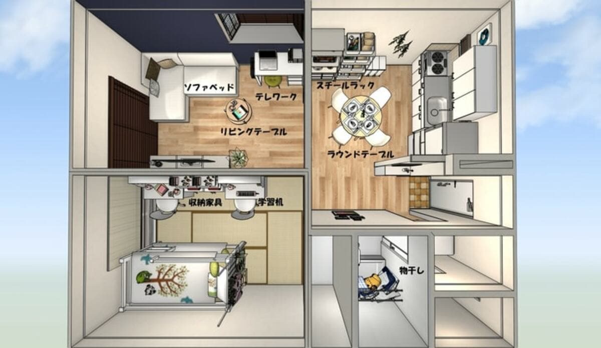 4人家族2DKの団地暮らし。小学校入学に備えて子ども部屋を作るには？ | ESSEonline（エッセ オンライン）