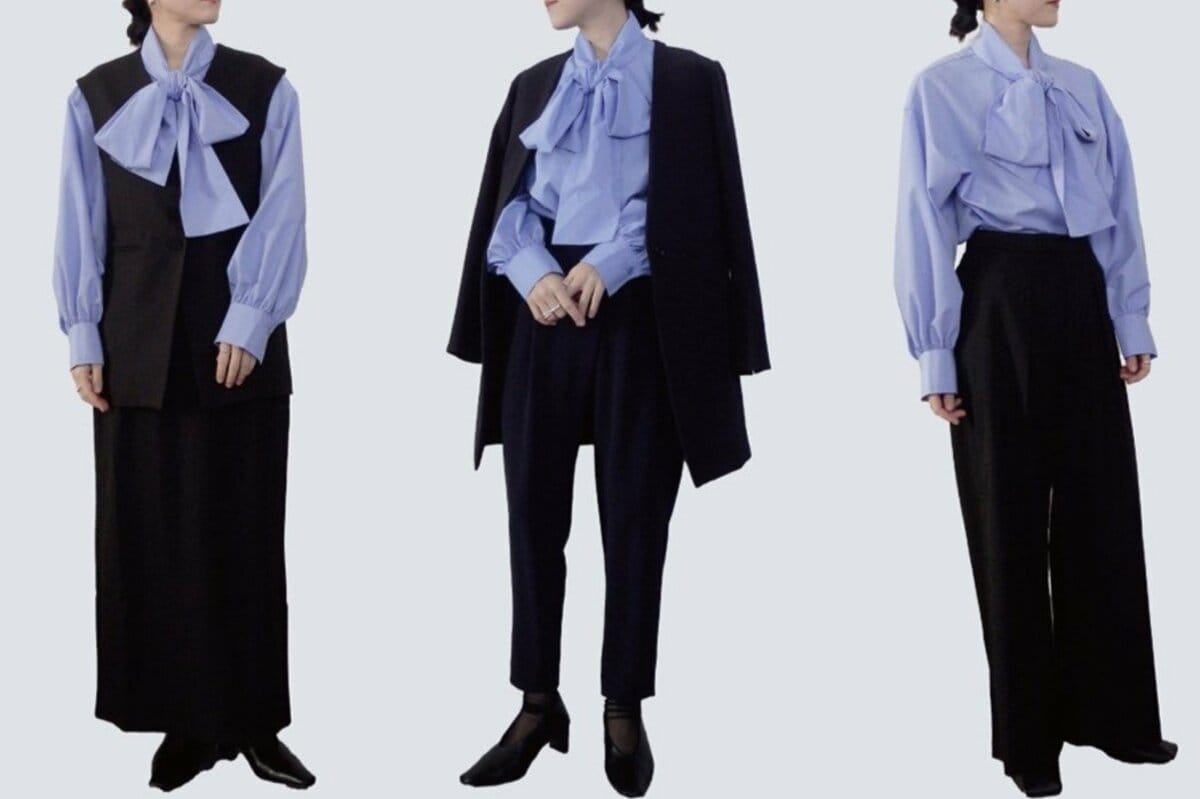 「卒入学」は6000円のブラウスをおしゃれに着まわす3コーデ。ユニクロのワイドパンツとも相性抜群 | ESSEonline（エッセ オンライン）