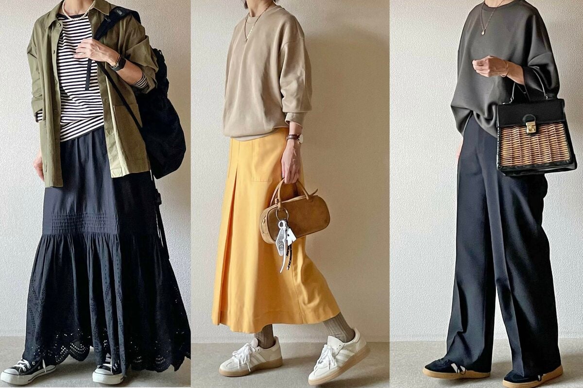 50代からの「スニーカーコーデ」3選。どんなボトムスにも合わせやすい、選び方のポイントは？ | ESSEonline（エッセ オンライン）