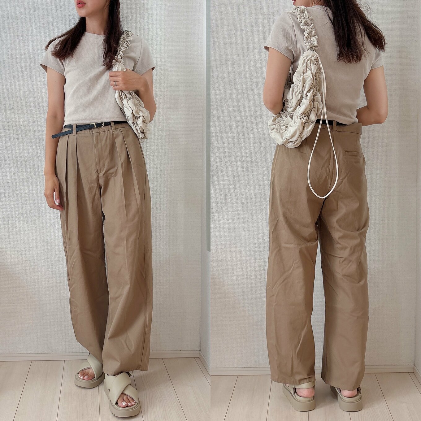 アラフォーがGUで「4つ買いした名品パンツ」を着まわし。ゆるっと履けて今っぽいのに2990円 | ESSEonline（エッセ オンライン）