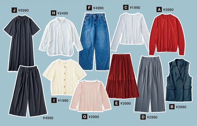 GU＆無印良品で大人の初秋コーデ2つ。3990円袖なしベストが、きちんと感絶大で使える | ESSEonline（エッセ オンライン）